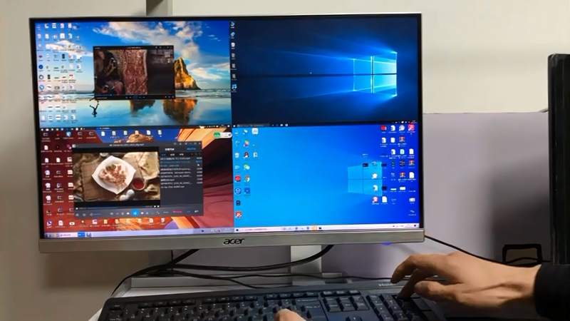 讯维KVM 4画面分割器,支持4路键鼠切换,实现4组用户的KVM管理