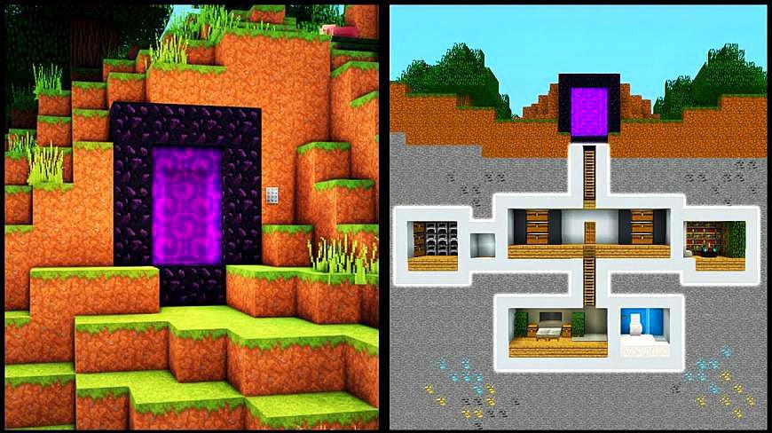 《我的世界》教你建造外表是地狱门,进入后是住宅基地