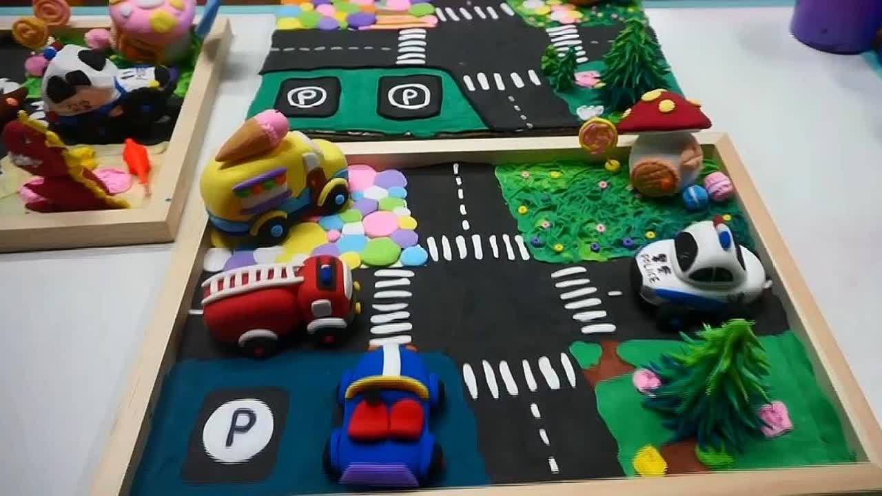 手工彩泥制作,宝妈陪小孩做各种车,15天才做出来的成品真的很棒