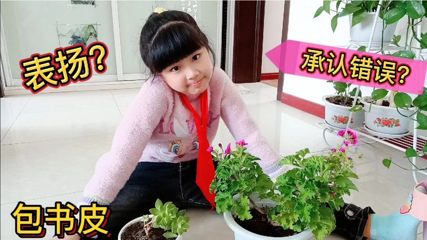 老师让把花拿回班级,涵涵主动承认错误,包书皮还得到妈妈表扬