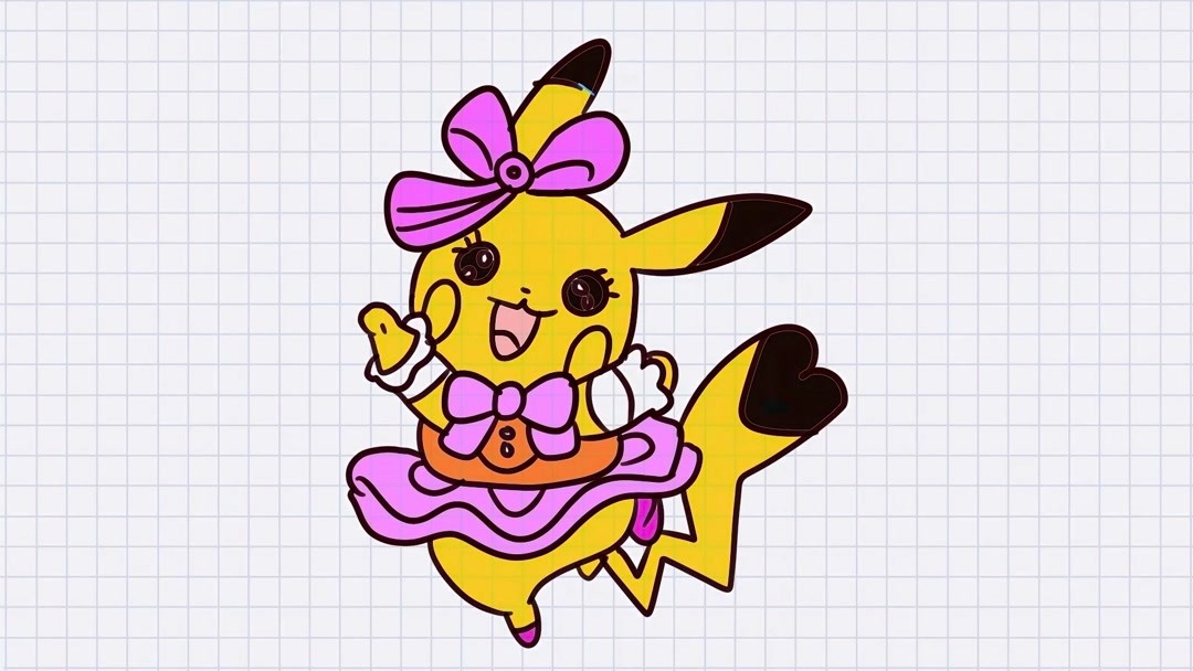 皮卡丘简笔画:画换装皮卡丘简笔画