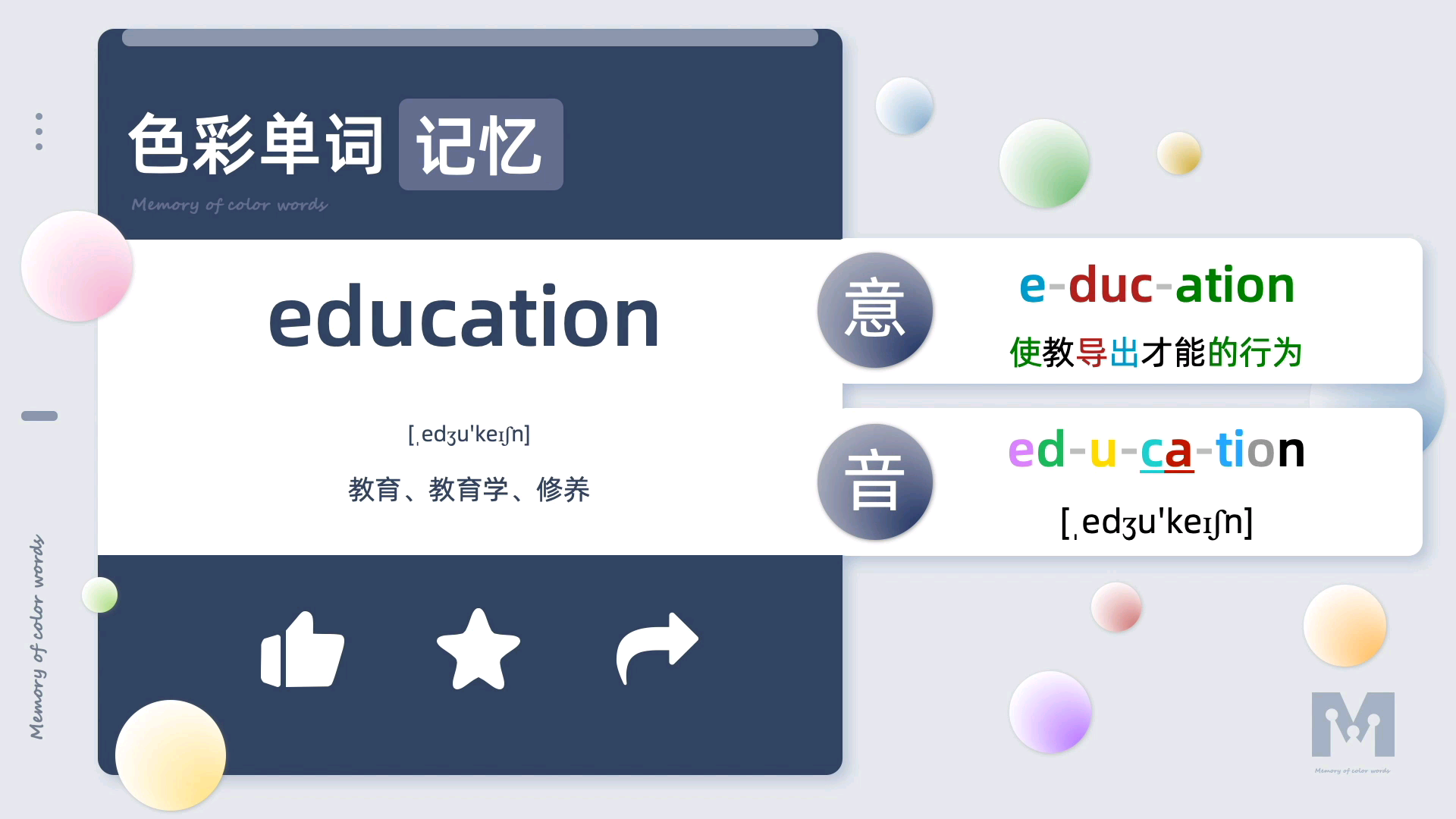 色彩单词记忆-education-自然拼读词根词缀-高中四级六级单词