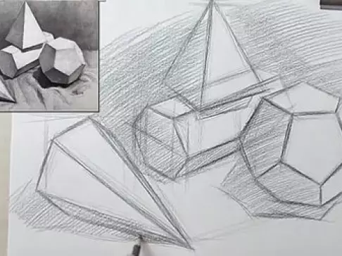 素描入门-石膏几何体组合 素描视频教程