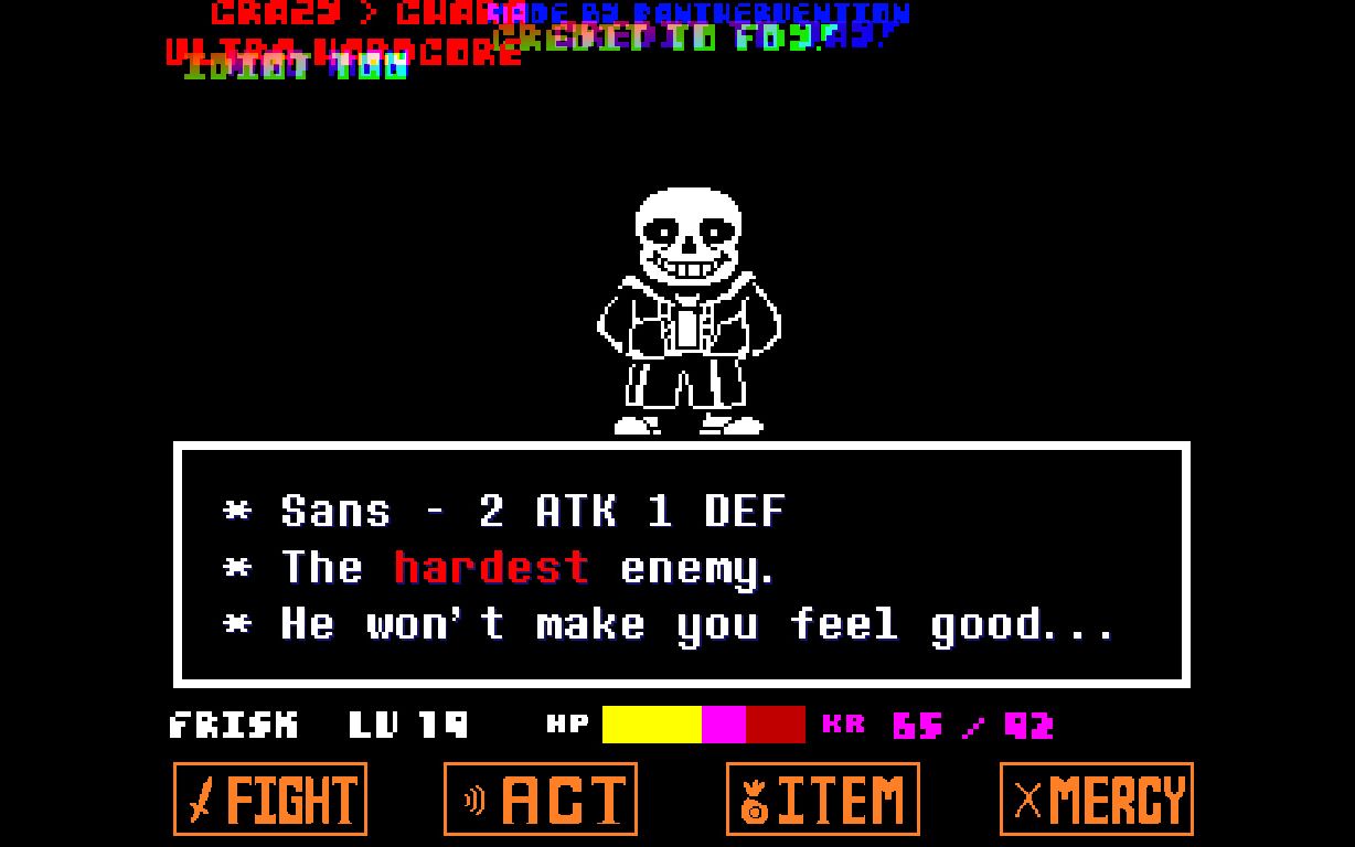 fdy的hard sans超难魔改版HARD MODE一阶段 莽到第七回合