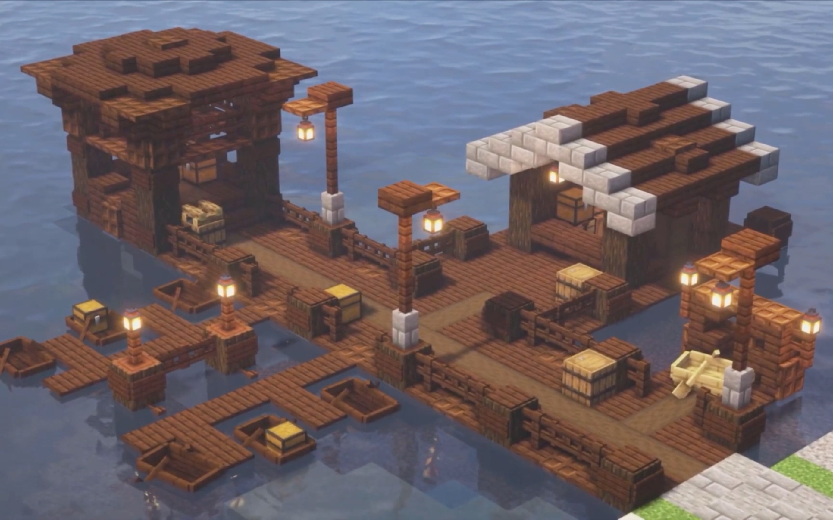 【Minecraft建筑教学】超简单钓鱼码头教程 (Flashhaft)