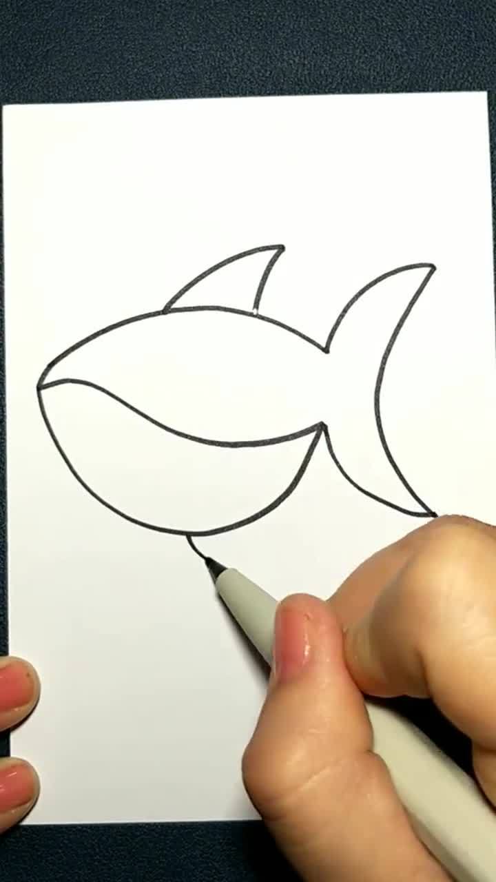 简单易学的鲨鱼简笔画~
