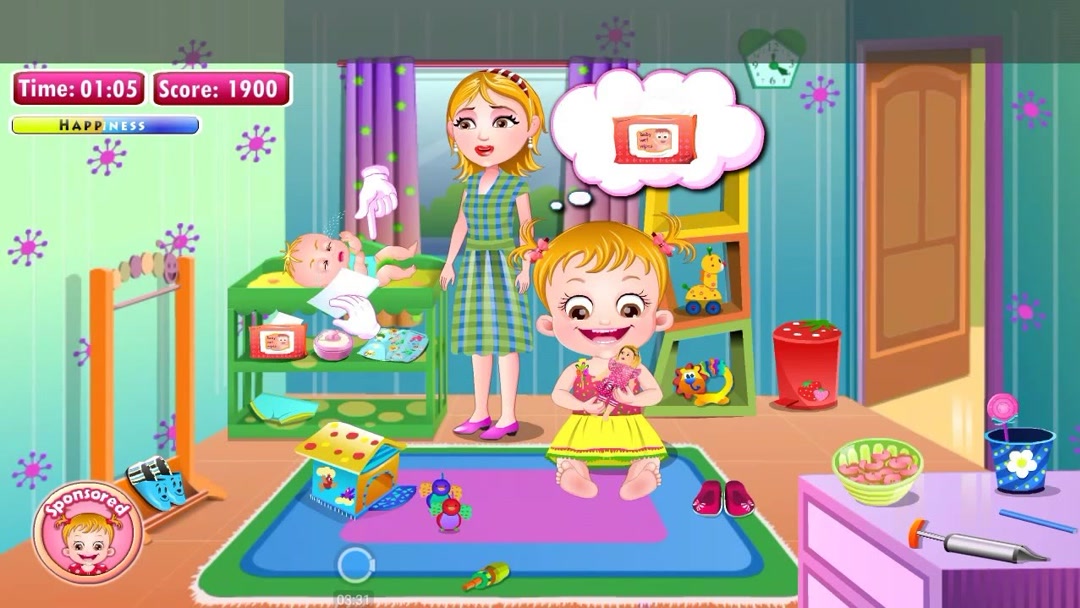 照顾小宝宝游戏:妈妈做家务 小姐姐来照顾小弟弟 带他一起玩游