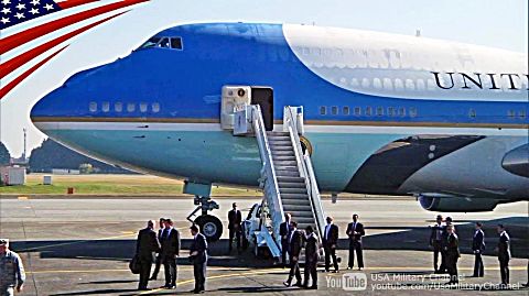 美国总统特朗普结束对日本的访问-搭乘空军一号专机离开日本