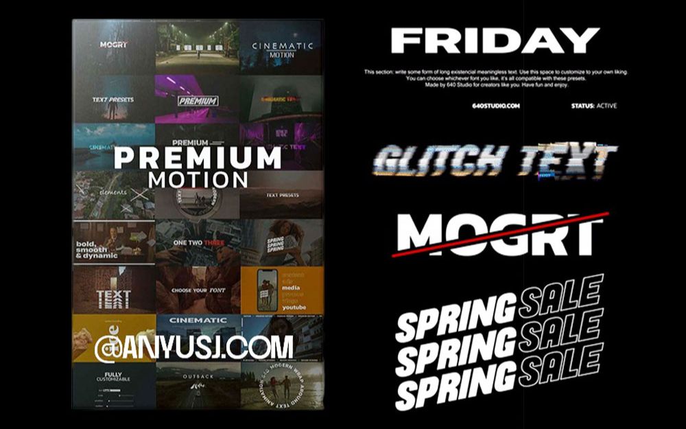 PR模板 100多款创意标题海报图文排版过渡演示动画特效素材 640...