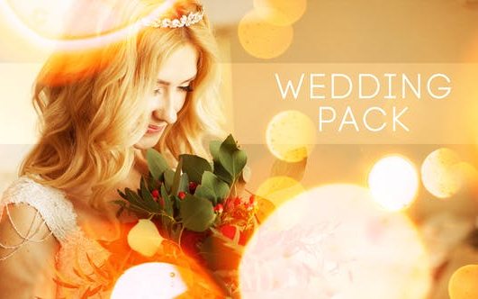 AE模板-婚礼视频制作素材包婚礼花字不同模板漏光光影叠加层元素