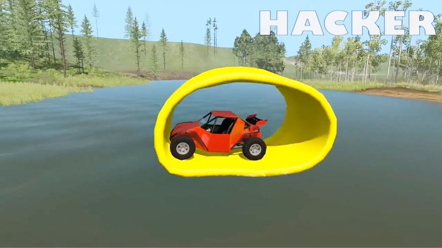 BeamNG:菜鸟和专业级车手对比水上漂功夫,拟真车祸模拟游戏