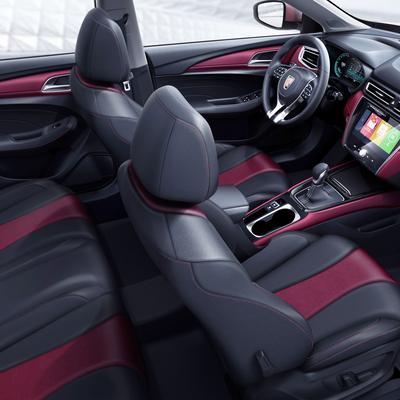 荣威i5内饰官图正式发布,采用家族式律动设计语言,车舱内采用了红黑...