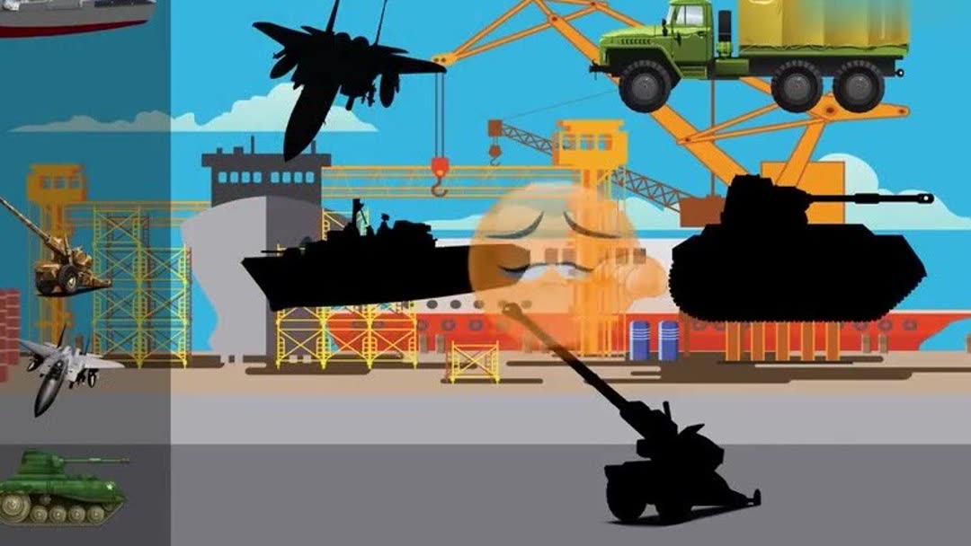 认识各种车辆,有飞机、坦克、大炮、轮船、工程车