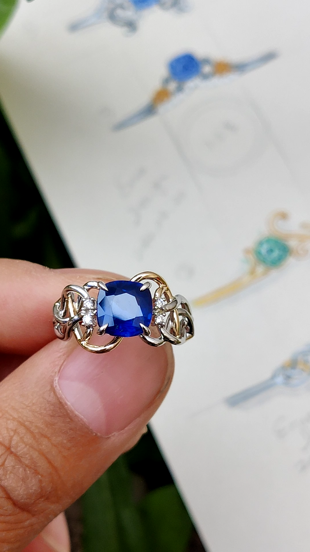 蓝宝石缠绕主题戒指+随手画戒指小设计*3