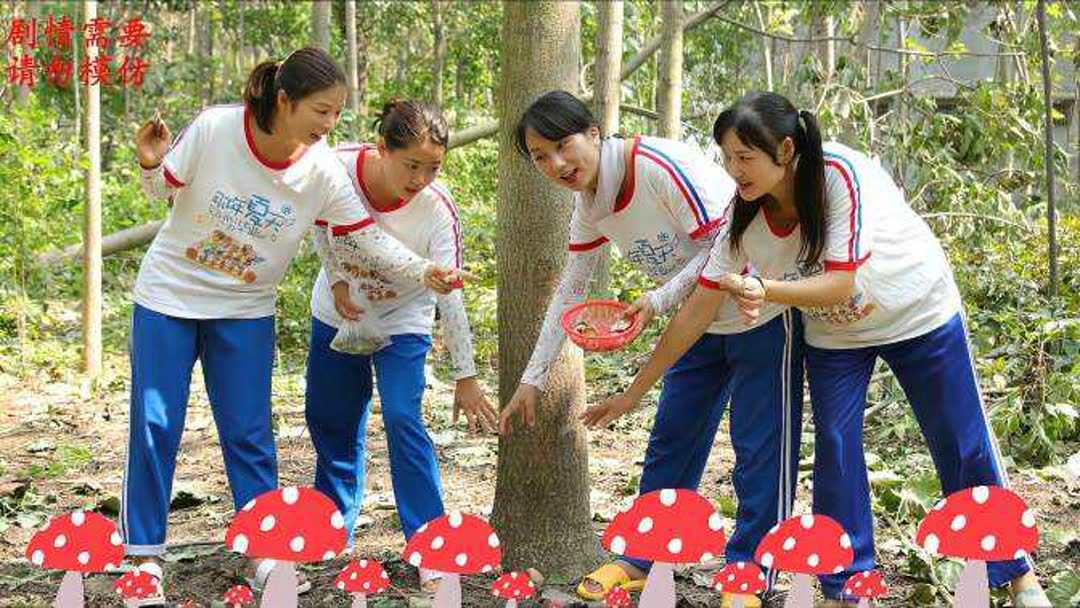 红伞伞白杆杆,吃完一起躺板板,小伙伴千万不要乱吃野蘑菇哦!