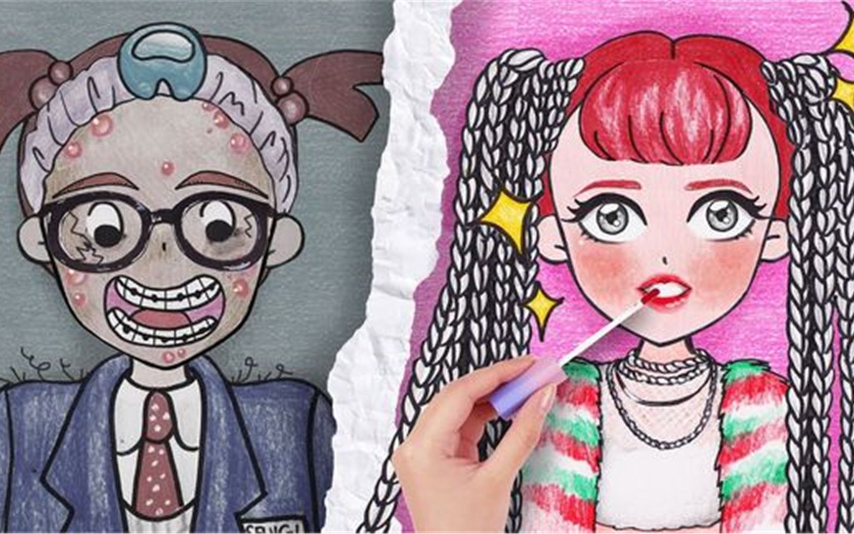 手绘定格动画:帮小美化妆变美,你们觉得好看吗?