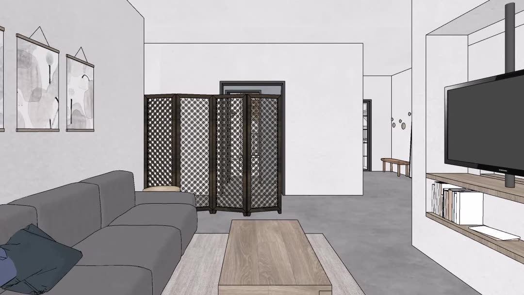 个人设计作品:4室2厅传统中式古典配色现代公寓设计方案