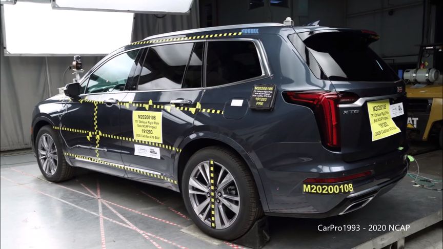 碰撞测试 - 2020-2021 凯迪拉克XT6 NHTSA柱撞测试 #汽车