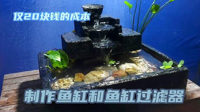 挑战用20块钱,制作鱼缸和鱼缸过滤器,太厉害了