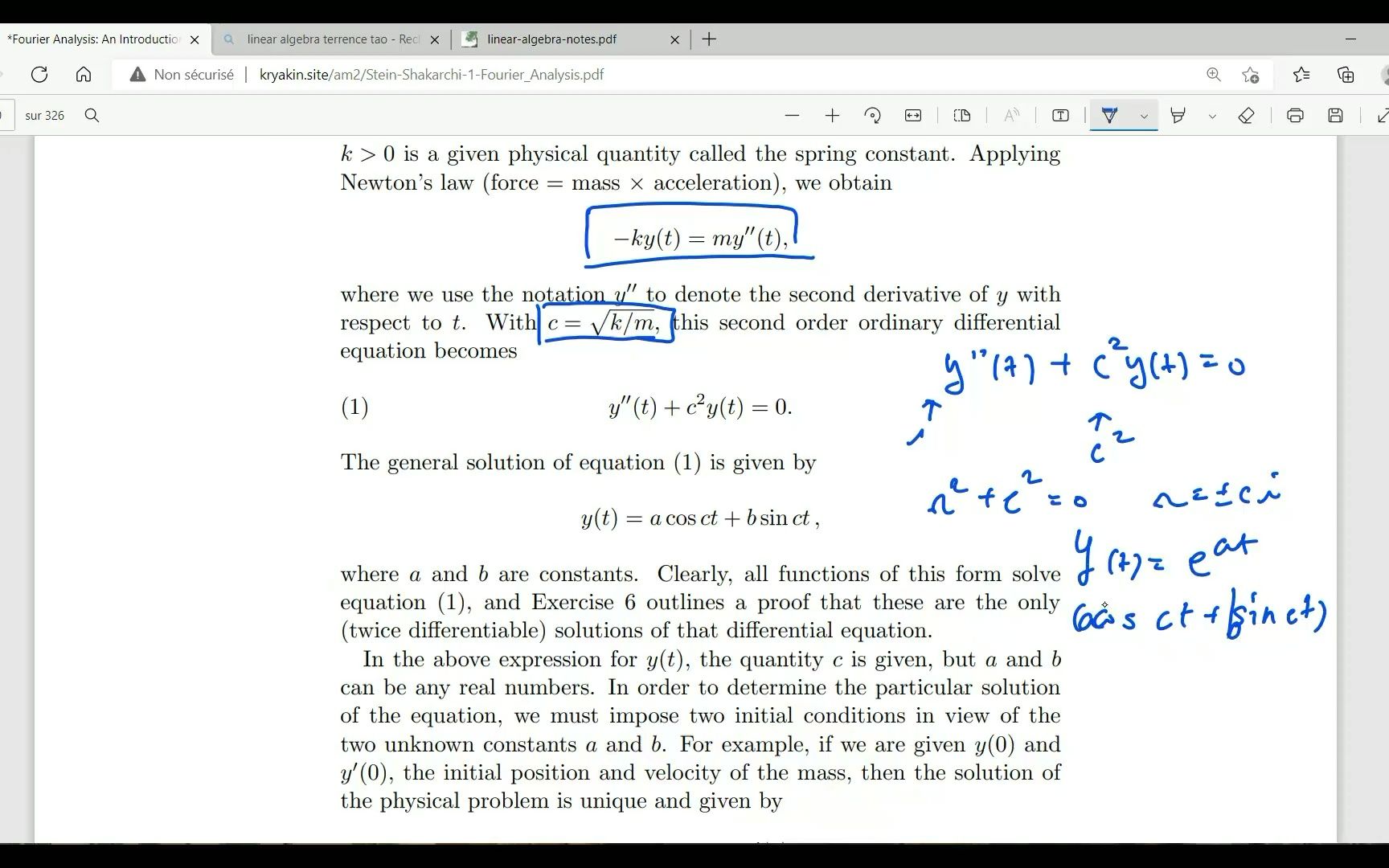 ...普林斯顿 分析教材精读 L1.1 简谐振动 驻波 音调合成 波动方程的形式