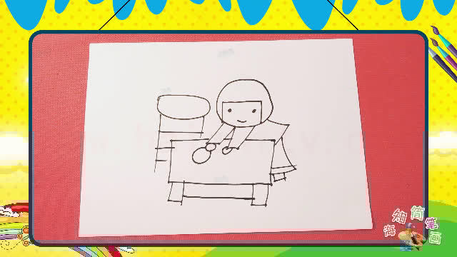 手绘人物简笔画之画擦桌子的小女孩