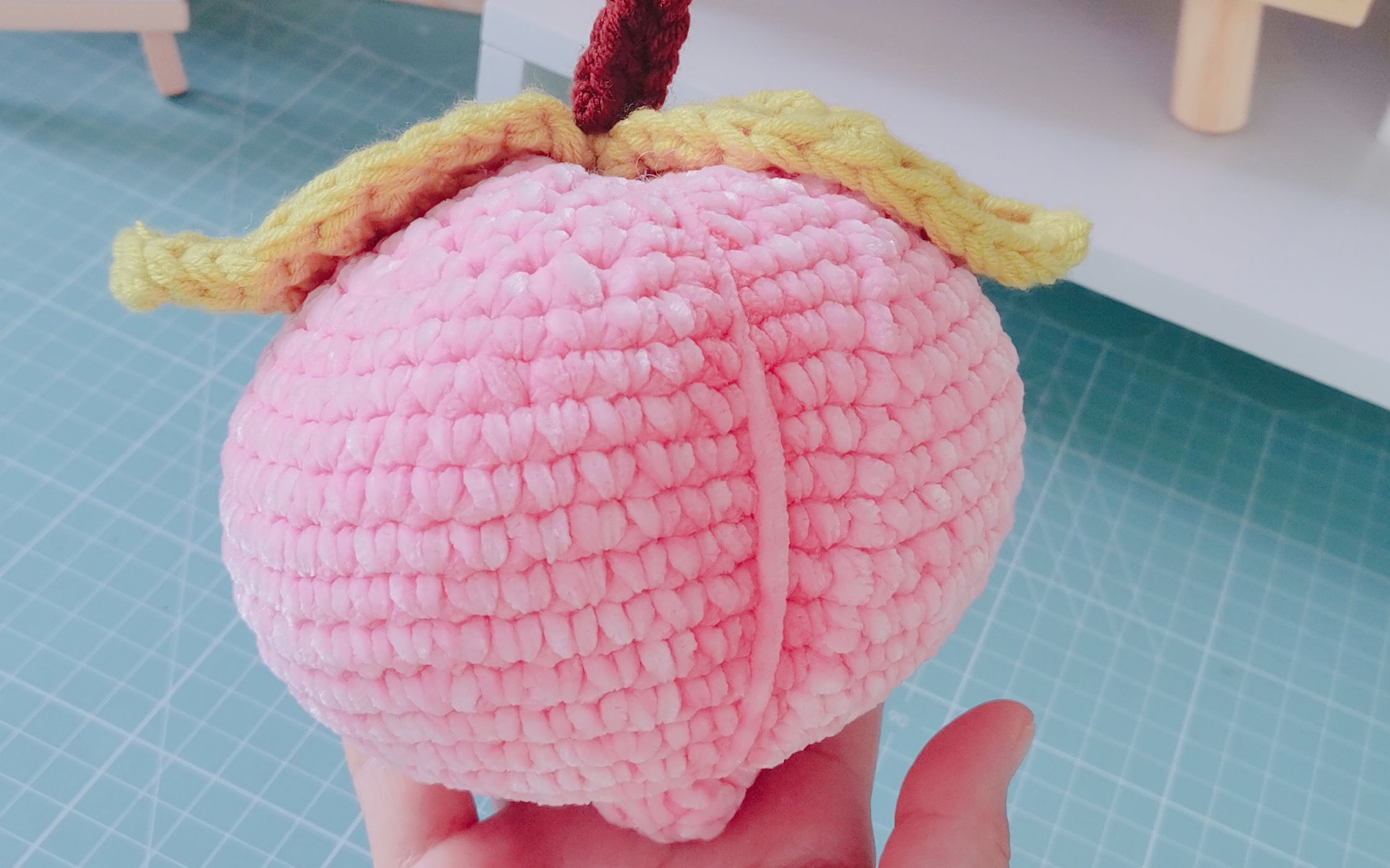 可爱桃子水蜜桃毛线钩针教程视频 肖战呆萌可爱同款 新手基础