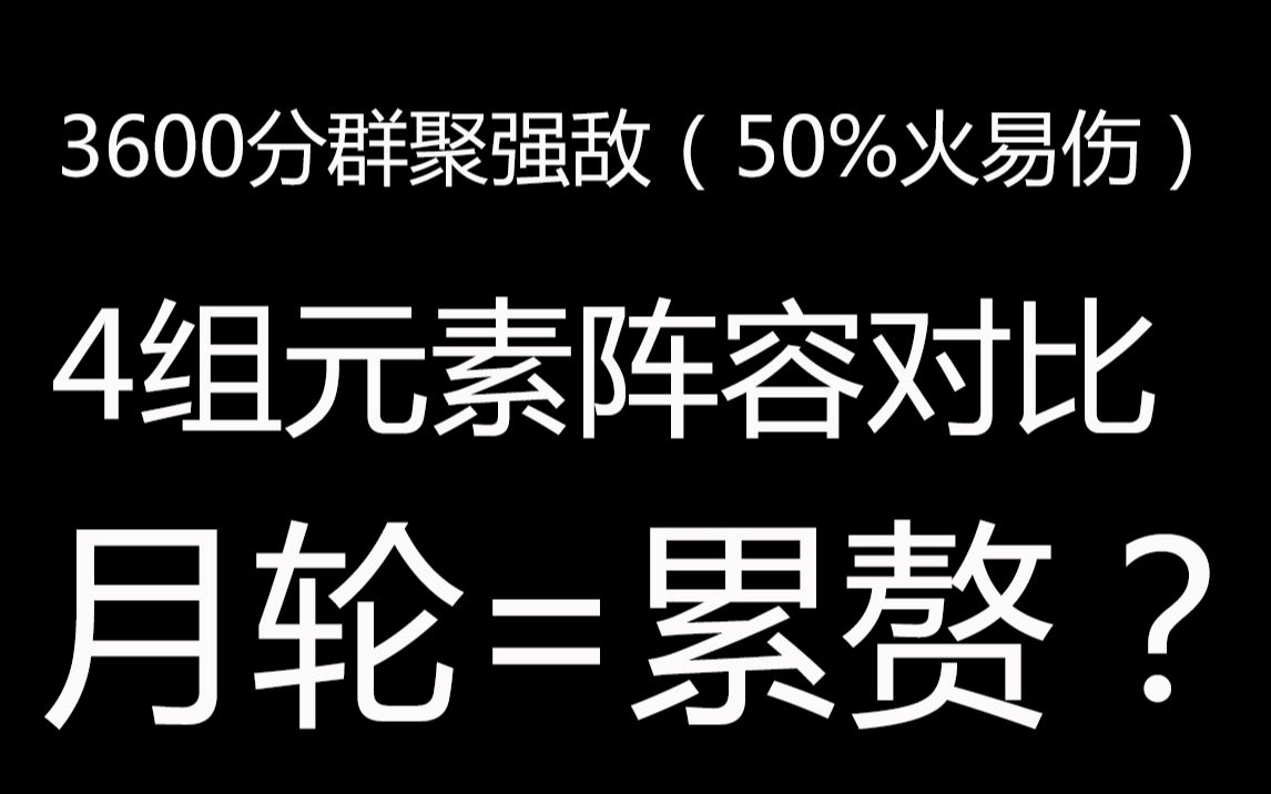 【50%火易伤】4组元素阵容对比测试,月轮=累赘?