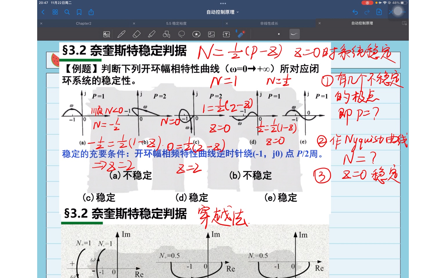 自动控制原理/奈奎斯特稳定判据如何应用/正负穿越法