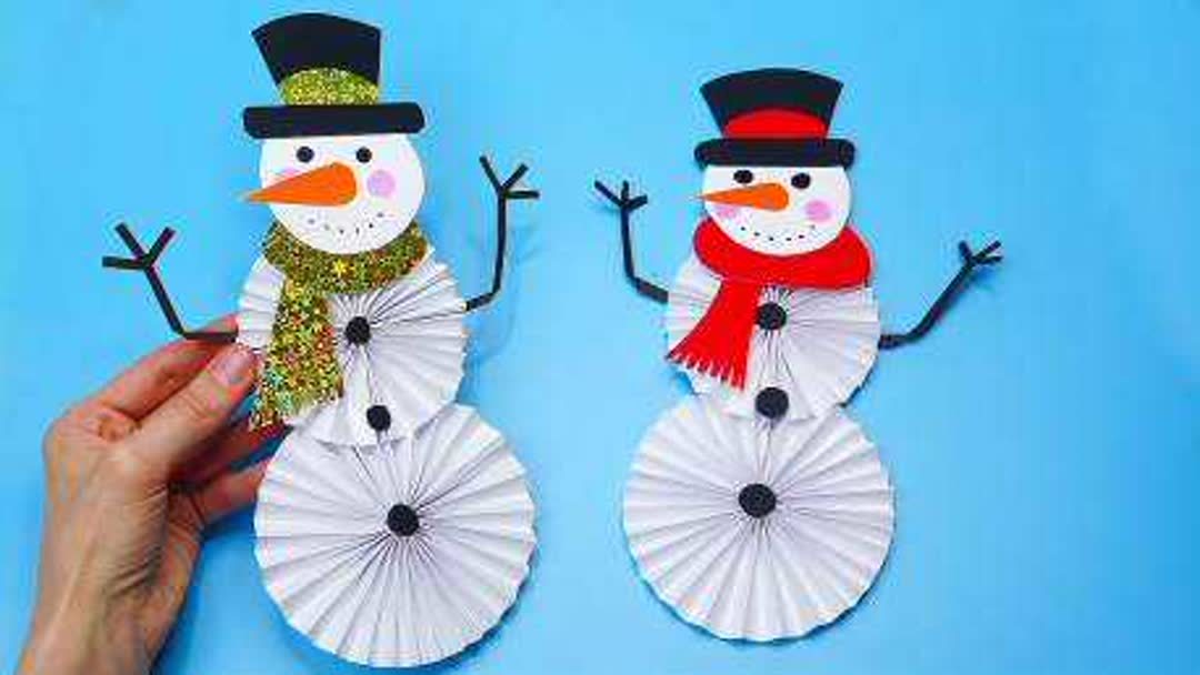 卡纸制作小雪人纸玩具