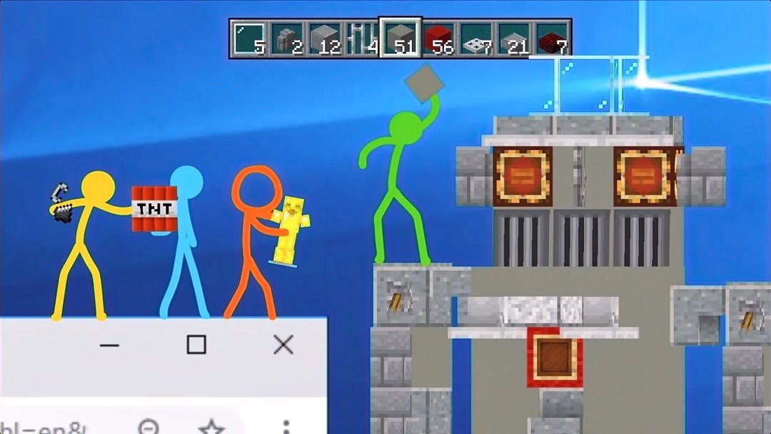 火柴人vs我的世界:火柴人动画,火柴人们的建造比赛