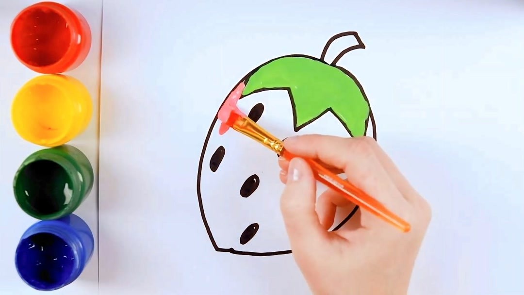 画水果和蔬菜。给孩子们画的