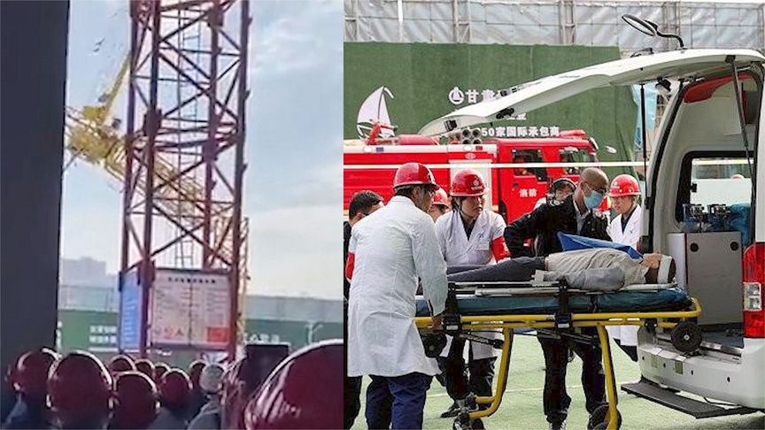 网传甘肃兰州一吊塔突然倒塌,上面还有人?官方:系应急演练