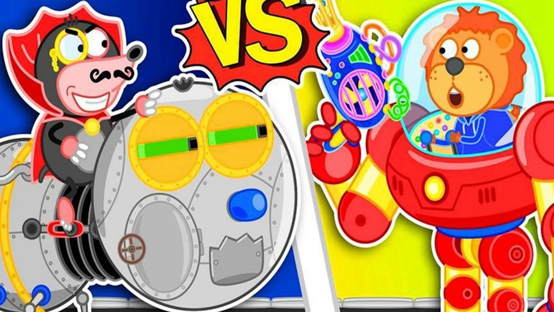 小狮子动画:小狮子的泡泡机vs黑鼠的机甲怪,谁的战斗值更强?