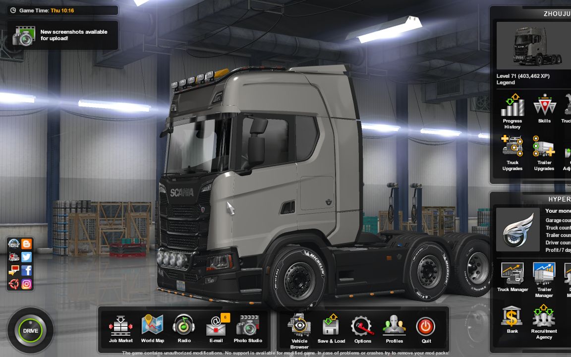 【欢乐向】美国卡车模拟_美卡里面开斯堪尼亚s730拉欧式双货柜,美卡...