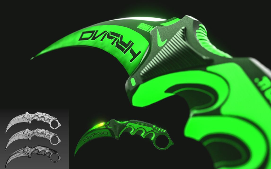 【3dmax建模】csgo匕首模型制作+ substance painter材质贴图渲染