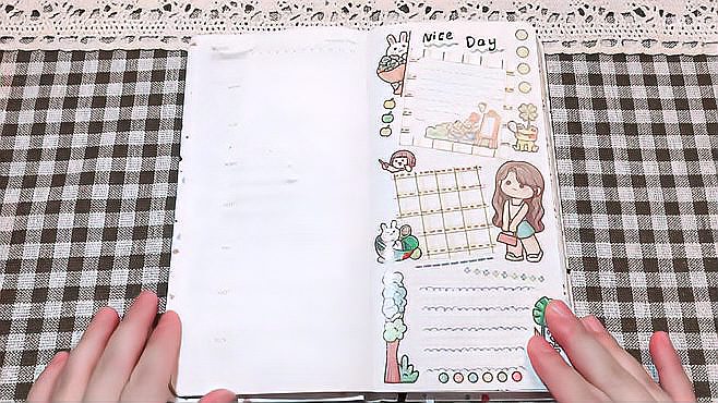 手帐排版韩系手账,用自己画的格子便签做手帐叭