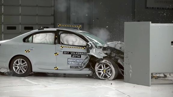 2017大众捷达客座侧小重叠IIHS碰撞测试#汽车碰撞测试