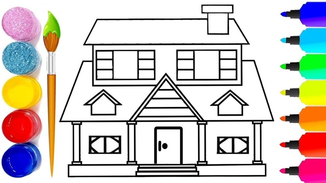 孩子一看就会画,幼儿简笔画上色教程:学校