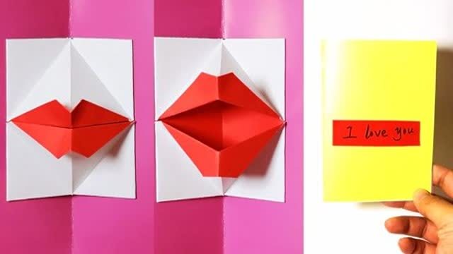 情人节趣味折纸,会说话的嘴巴示爱表白卡片,创意手工DIY