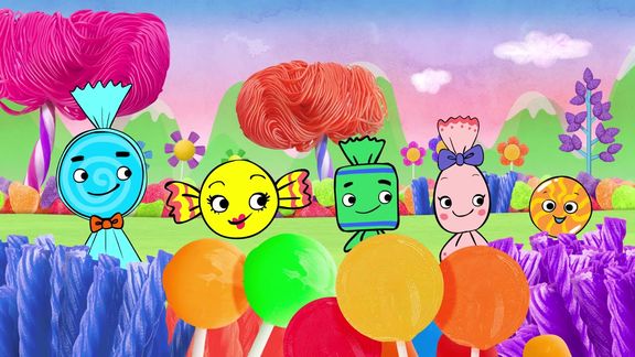 彩色小糖果真可爱一起玩躲猫猫游戏,益智动画唱儿歌英文手指歌