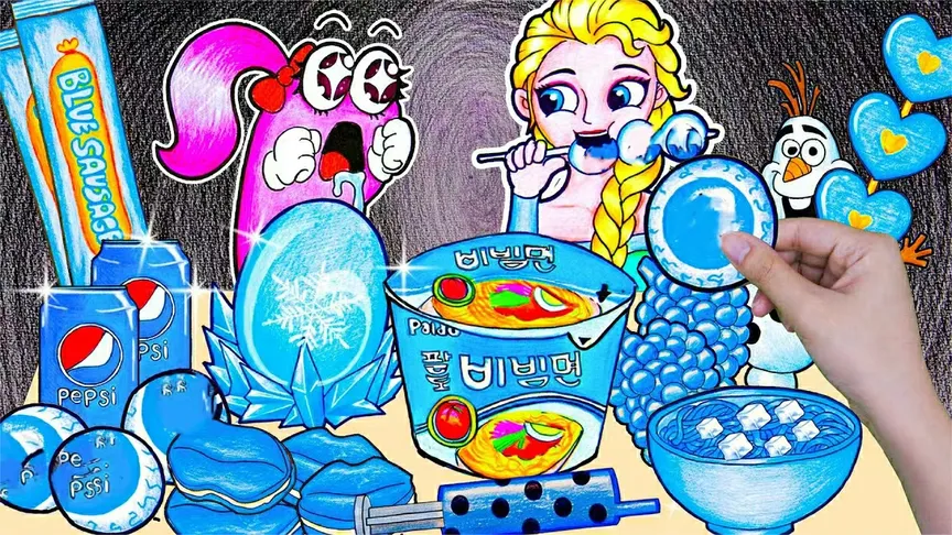 定格动画:艾莎公主享用冰雪系美食,来看看她都吃了什么好吃的吧