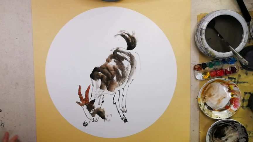 中国画零基础教程,动物篇。第9课山羊。小品创作画:1先画山羊