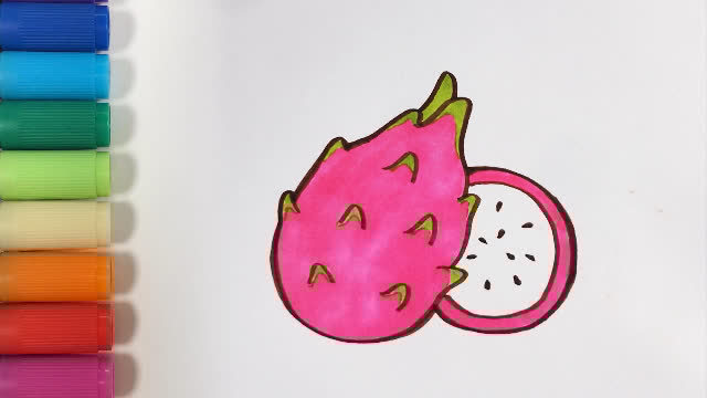 儿歌多多水果简笔画 火龙果 学画健康营养的小火团