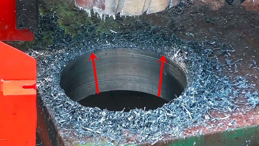 这种开孔器威力真猛,10cm厚的钢板瞬间就钻通了