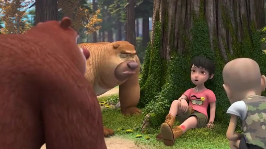 熊出没之探险日记:赵琳为了救,熊大熊二和光头强,被水冲下瀑布