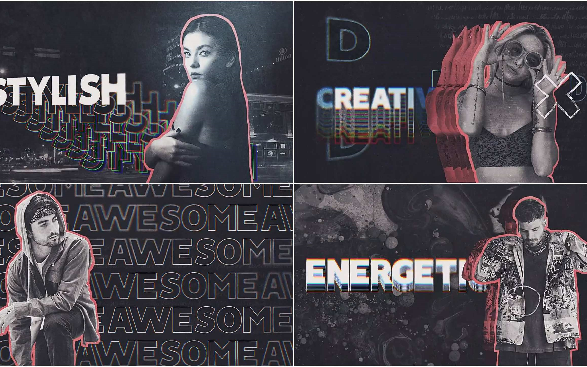 AE模板-嘻哈综艺搞怪拼贴片头时尚活力人物主播模特介绍视频综艺...