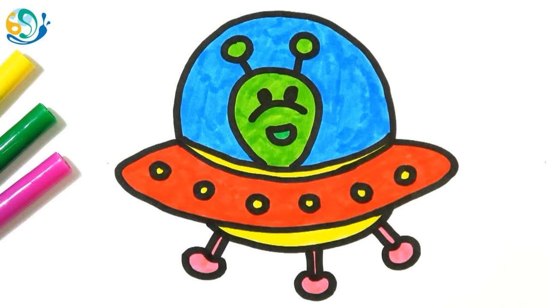 儿童创意绘画-如何画太空飞船上画可爱的外星人?