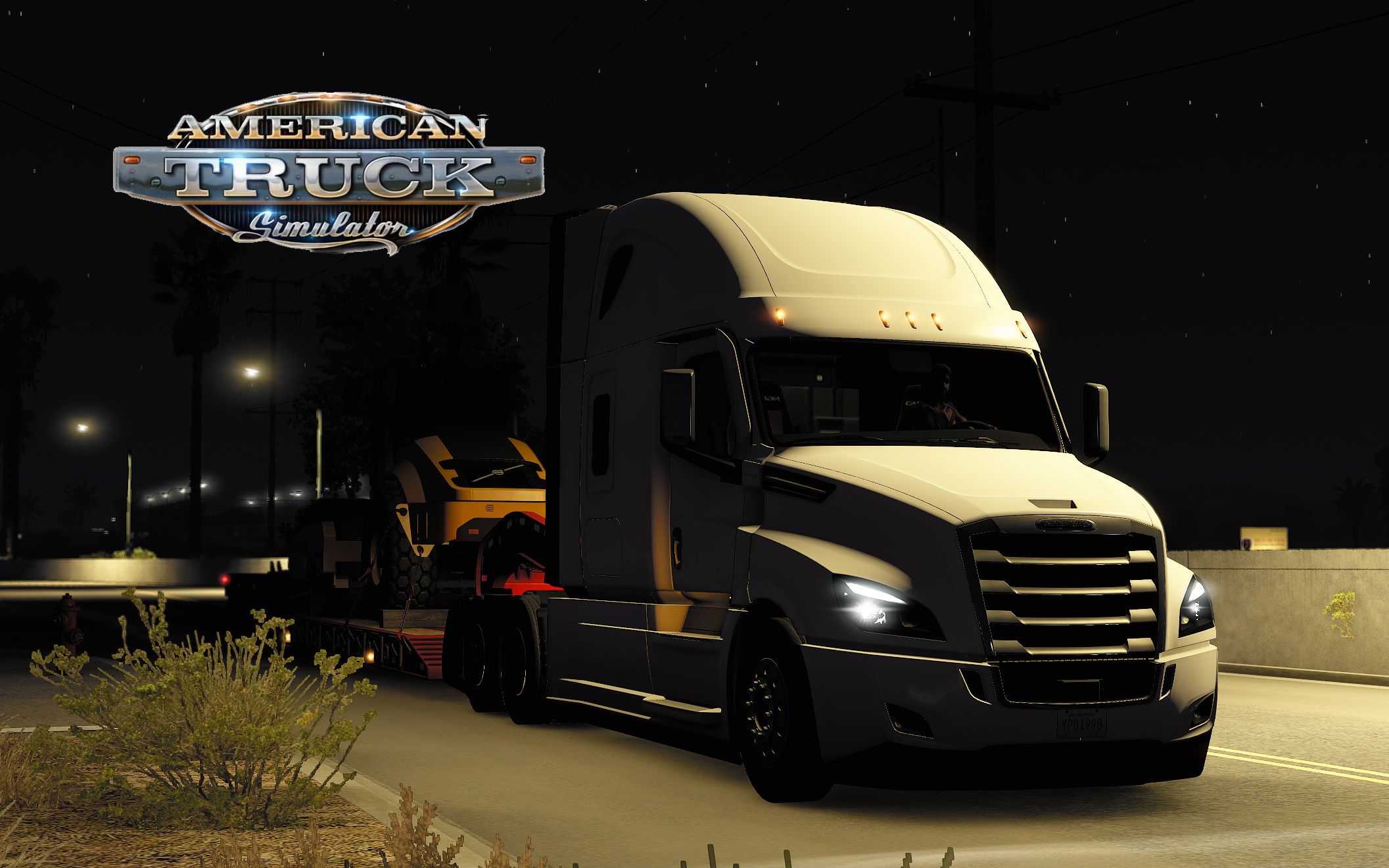 美国卡车模拟:在夜晚的加利福尼亚州运送一台压路机 2021307