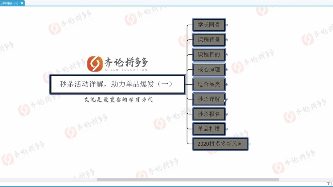 【齐论】拼夕夕秒杀系列课:秒杀活动详解,助力单品爆发(一)
