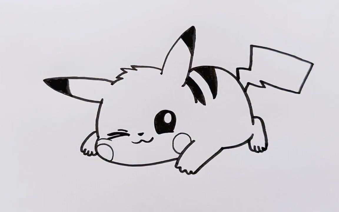 皮卡丘简笔画,它撒娇的样子好可爱